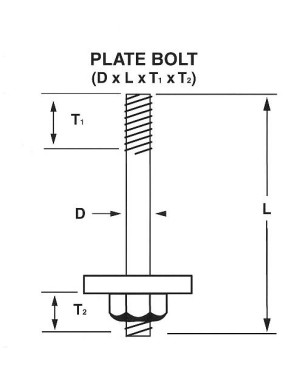 Plate Anchor Bolt Drawing with Heavy Hex Nut and A36 Welded Plate ...